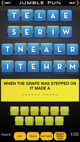 New Word Game Jumble Pun (iOS) Released On App Store – Nine Over Ten 9/10